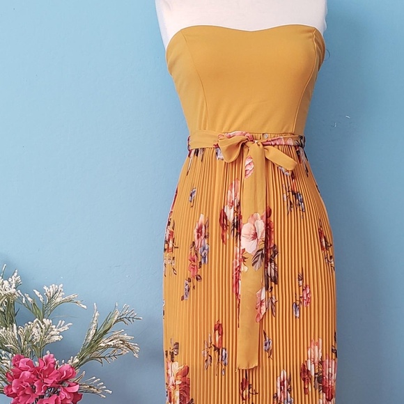 Dresses | Spring Summer Pleated Yellow Dress | Poshmark